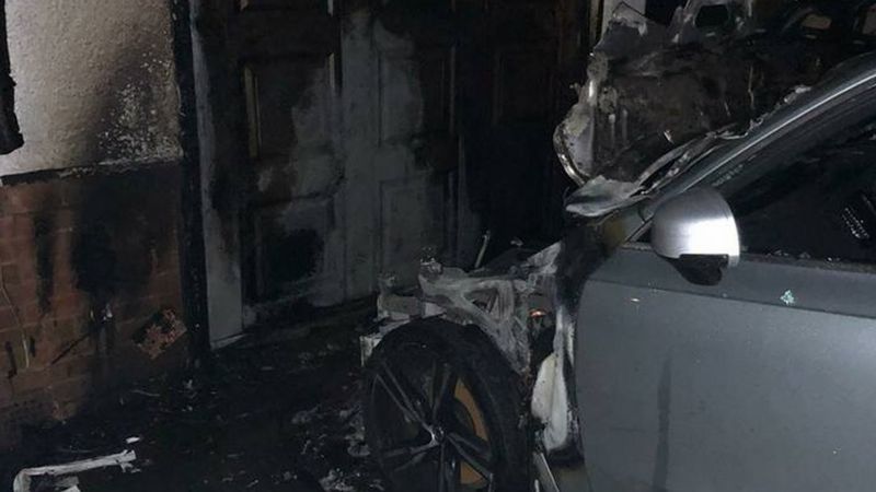 Hybrid Volvo car bursts into flames on Birmingham drive - BBC News
