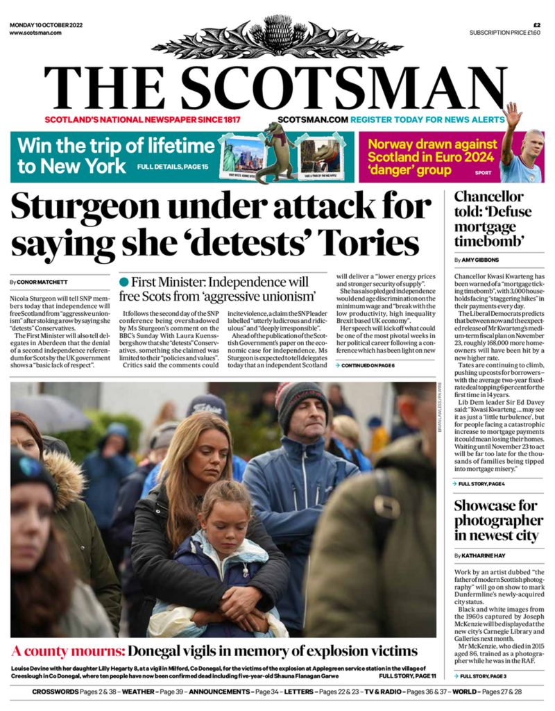 Scotland's papers: 'Remember them' and Sturgeon 'under attack' - BBC News