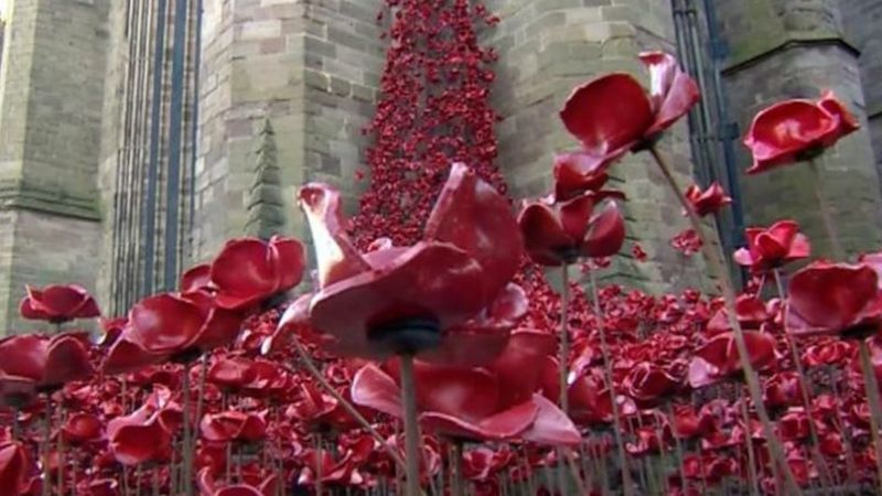 Norfolk World War One handmade poppy display takes over church - BBC News