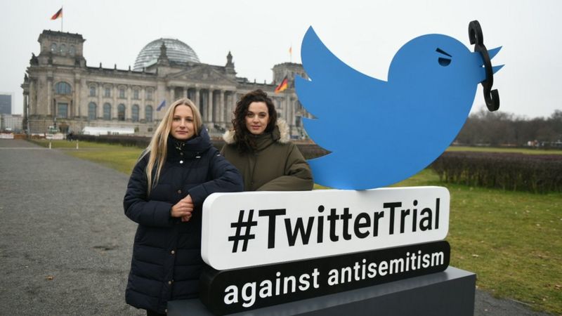 Twitter sued over antisemitic posts left online - BBC News