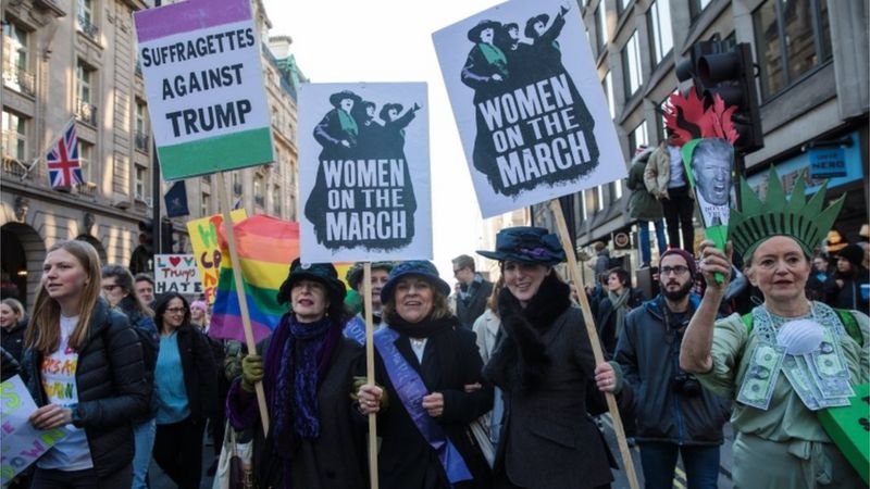 Women's March: UK protesters join anti-Donald Trump marches - BBC News