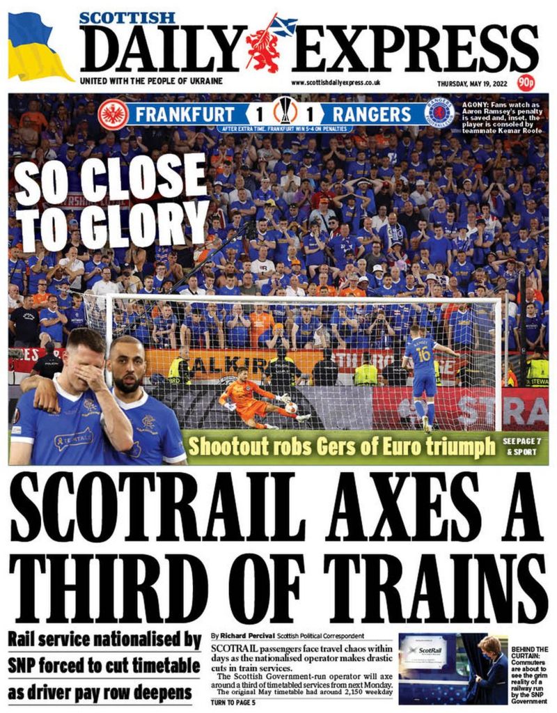 Scotland's papers: Rangers 'pain in Spain' and ScotRail 'cuts chaos ...