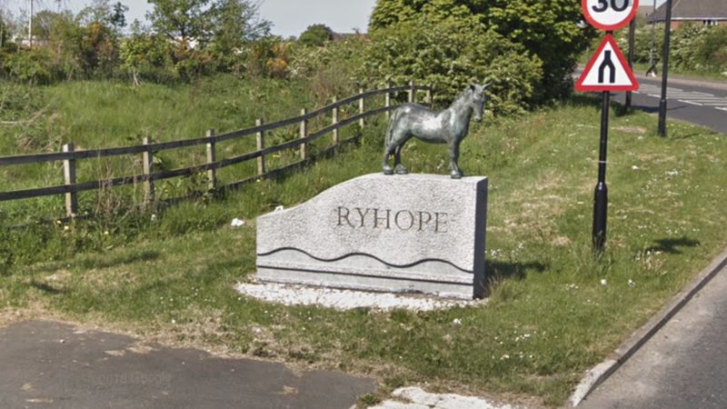 Stolen Ryhope pit pony statue replaced by toy horse - BBC News