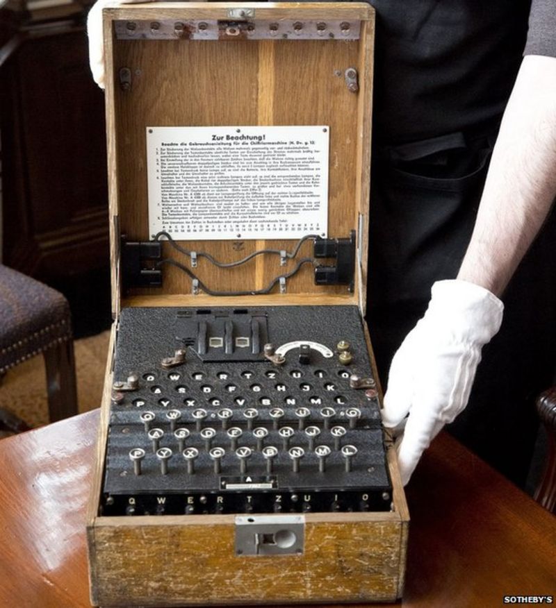 Enigma coding machine auction boosted by bidding war - BBC News