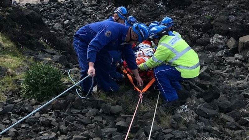 Child injured after falling off cliff at Castlerock - BBC News