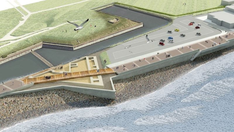 Southsea's damaged seafront promenade collapses - BBC News