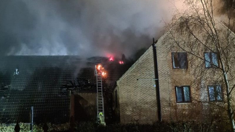 Hatfield block of flats fire: Residents rescued as roof 'collapses ...