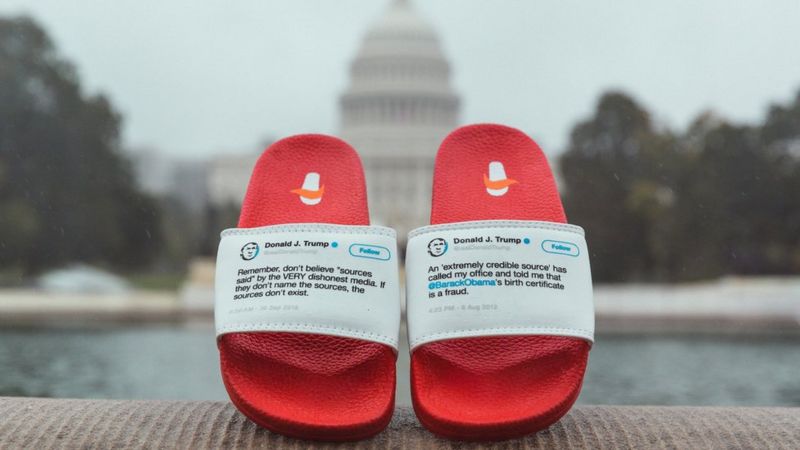 Flip-flops mock Trump's contradictory tweets - BBC News