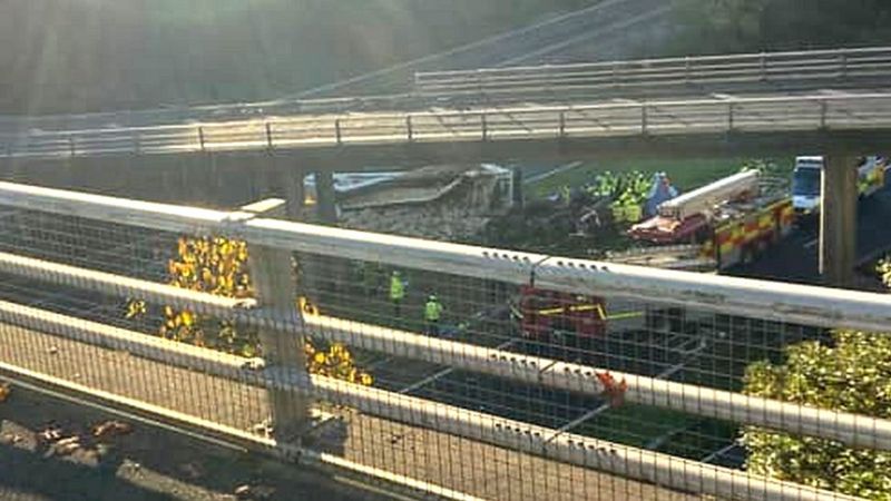 Driver killed after lorry crashes through flyover barrier near Perth ...
