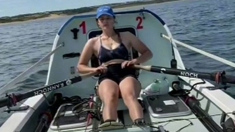 Solo Atlantic rower Miriam Payne finishes in race record time - BBC News