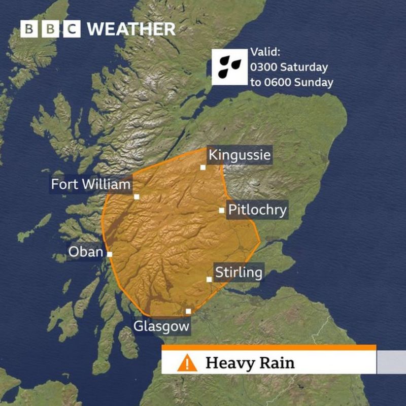 Travel warning after amber alert for heavy rain in parts of Scotland ...