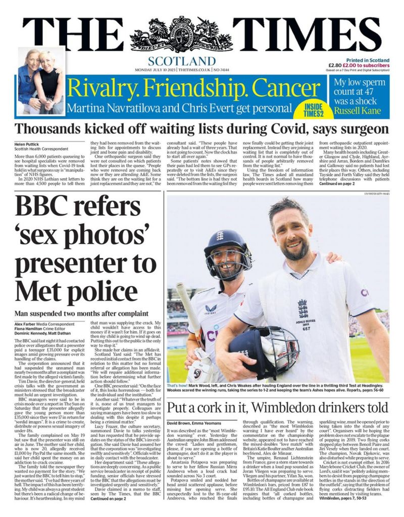 Scotland's papers: BBC suspends star and Yousaf poll 'setback' - BBC News