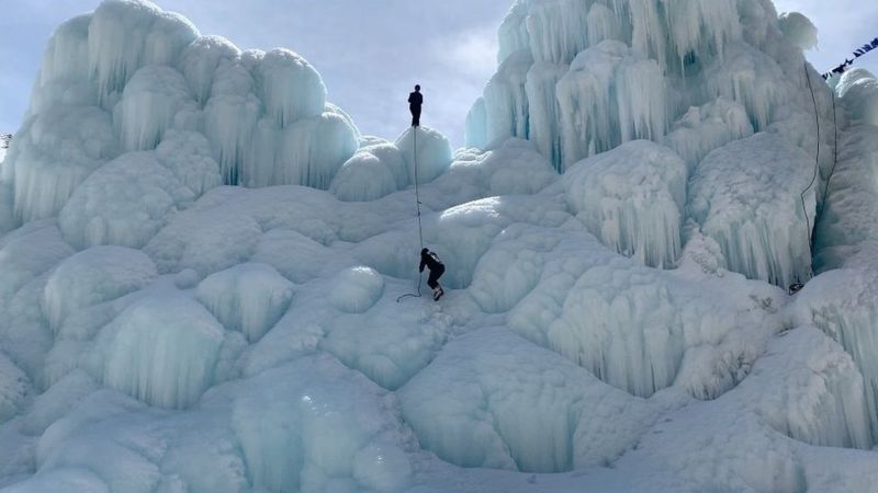 Climate change: The villagers building 100ft ice towers - BBC News