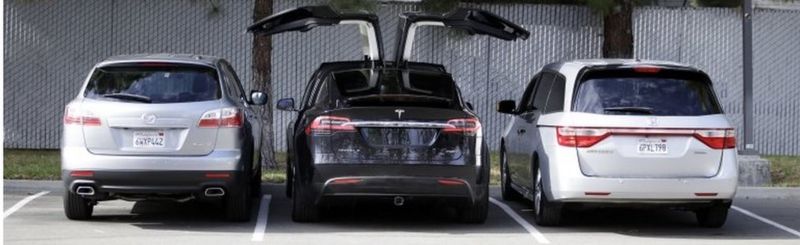 Tesla unveils Model X car with Falcon Wing doors - BBC News