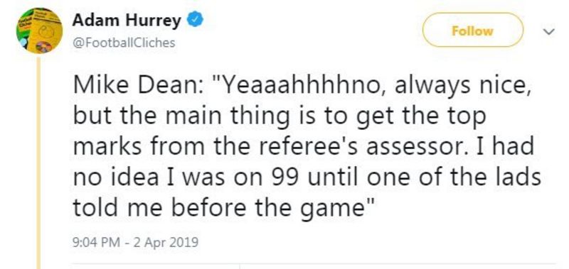 Mike Dean 100 Premier League red cards: Statistics and social media ...