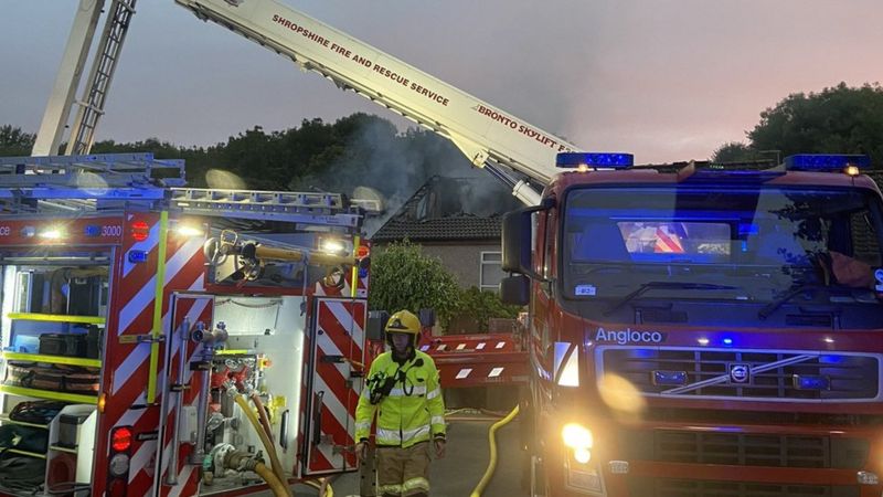 Arson arrest over Telford house fire that threatened terrace row - BBC News