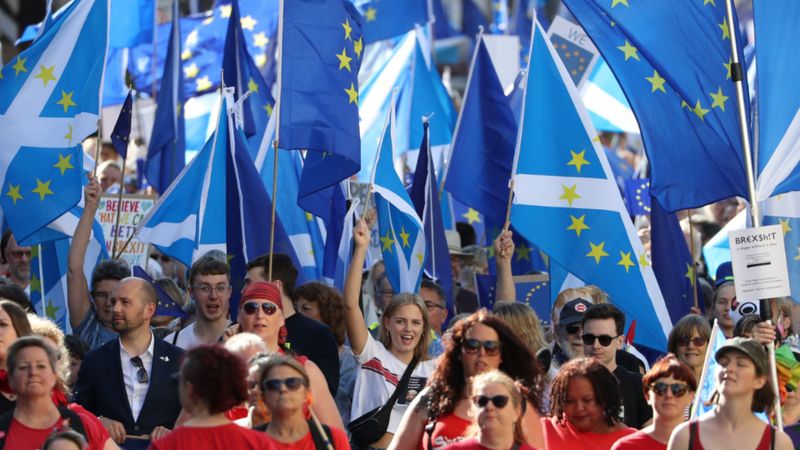 Protesters call for Scotland to remain in the EU - BBC News