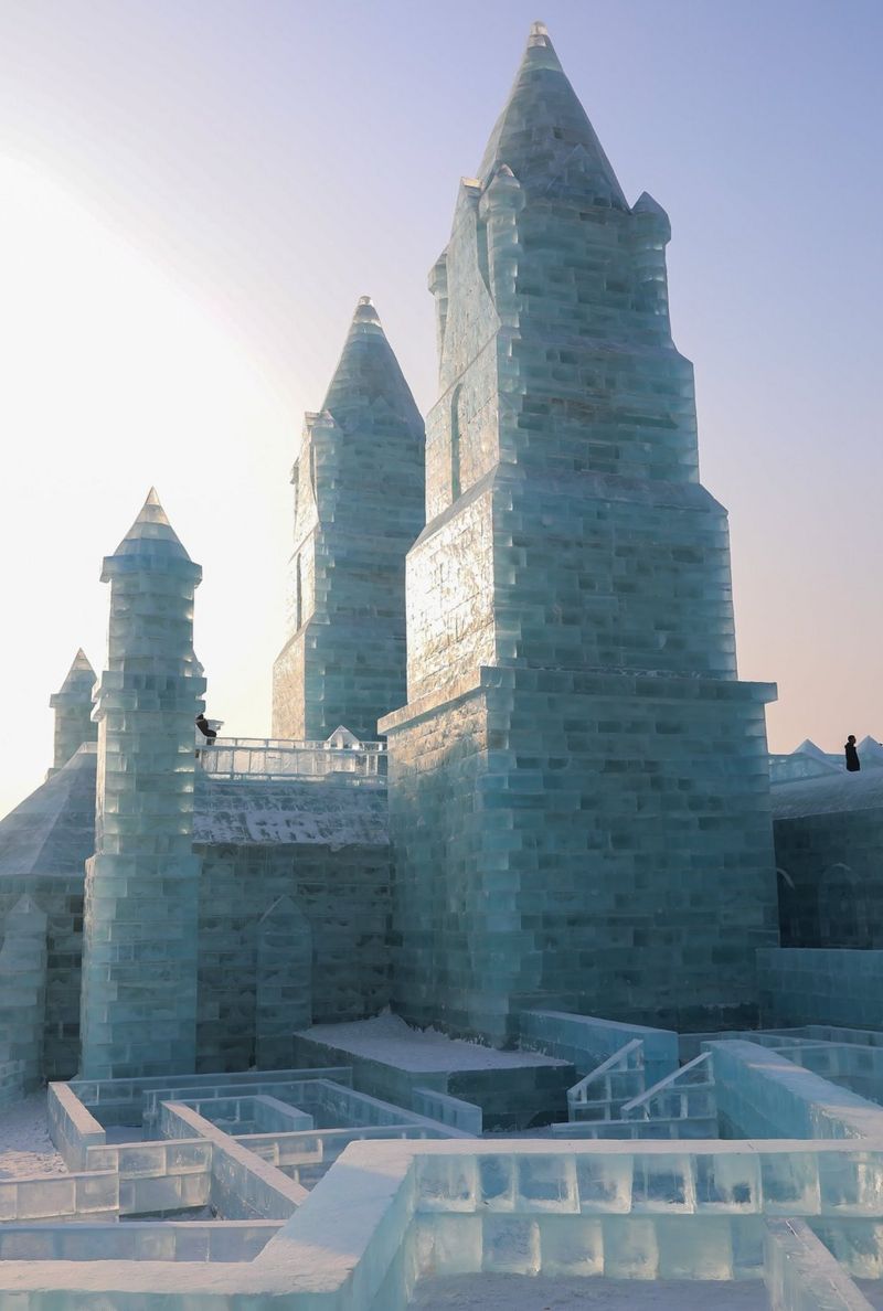Towering ice palaces at China's Harbin Ice Festival - BBC News