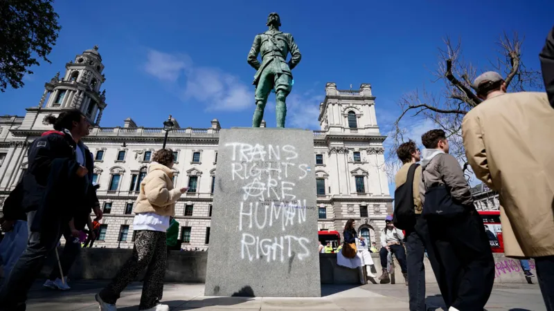 Damage to statues investigated after trans protest
