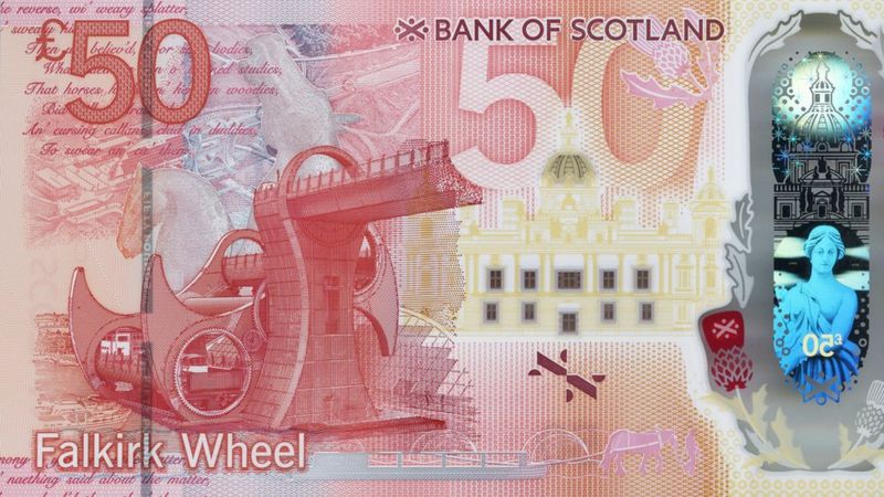 New Falkirk Wheel and Kelpies £50 note design revealed - BBC News
