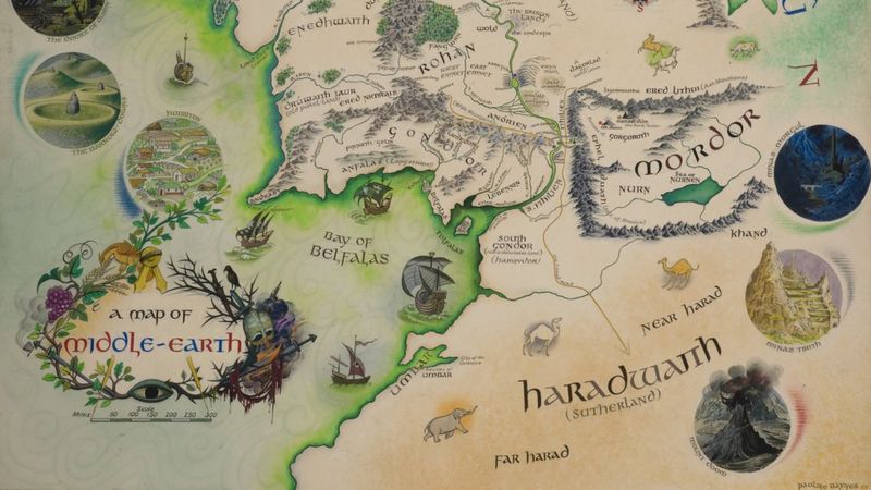 JRR Tolkien's annotated Middle-earth map at Bodleian - BBC News