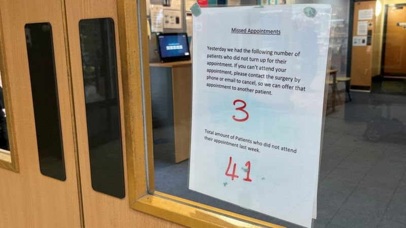 Carlton GP defends missed appointments sign in surgery - BBC News