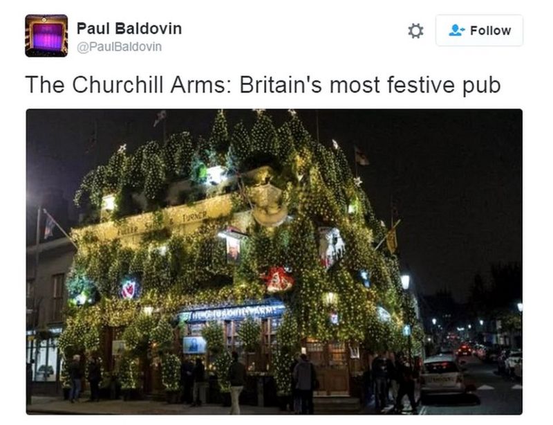 London pub labelled 'Britain's most festive' on social media - BBC News