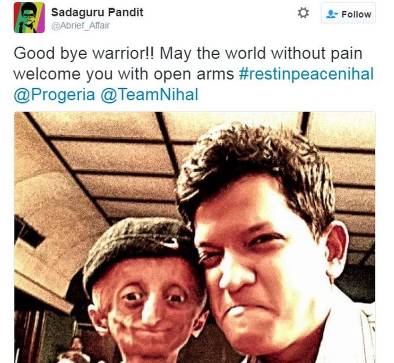 Nihal Bitla: India progeria campaigner dies aged 15 - BBC News