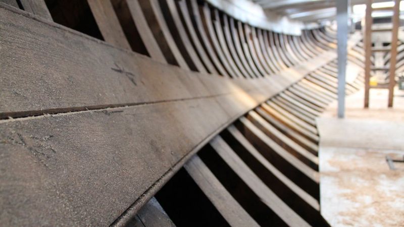 Largest wooden sailing ship being built in Truro - BBC News