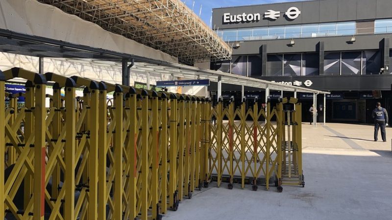 Coronavirus: Train stations put crowd-control measures in place - BBC News