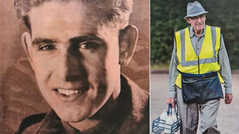 'Britain's oldest' milkman's coffin travels on milk float - BBC News