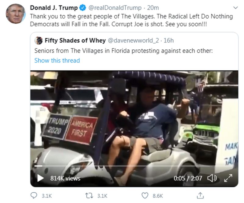 Trump retweets video of supporter shouting 'white power' - BBC News