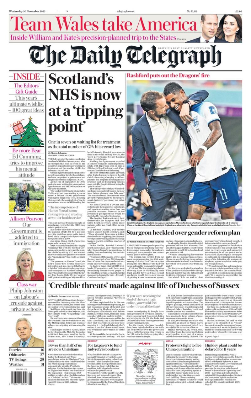 Scotland's papers: NHS at 'tipping point' and minister's Whatsapp fears - BBC News