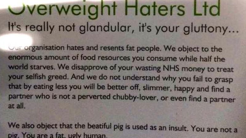 'Fat shaming' cards handed to London Tube passengers - BBC News