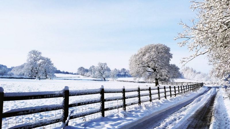 In pictures: Heavy snow arrives in Yorkshire - BBC News