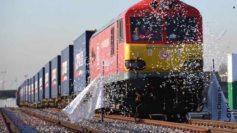 First rail freight service to China departs UK - BBC News