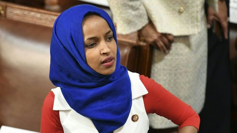 Ilhan Omar condemns 'anti-Muslim' poster at Republican event - BBC News