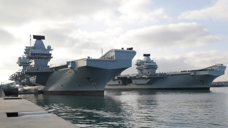 Royal Navy aircraft carriers dock together in Portsmouth - BBC News