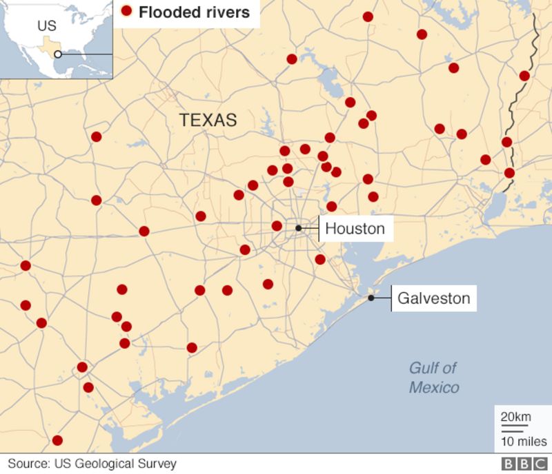 In maps: Houston and Texas flooding - BBC News