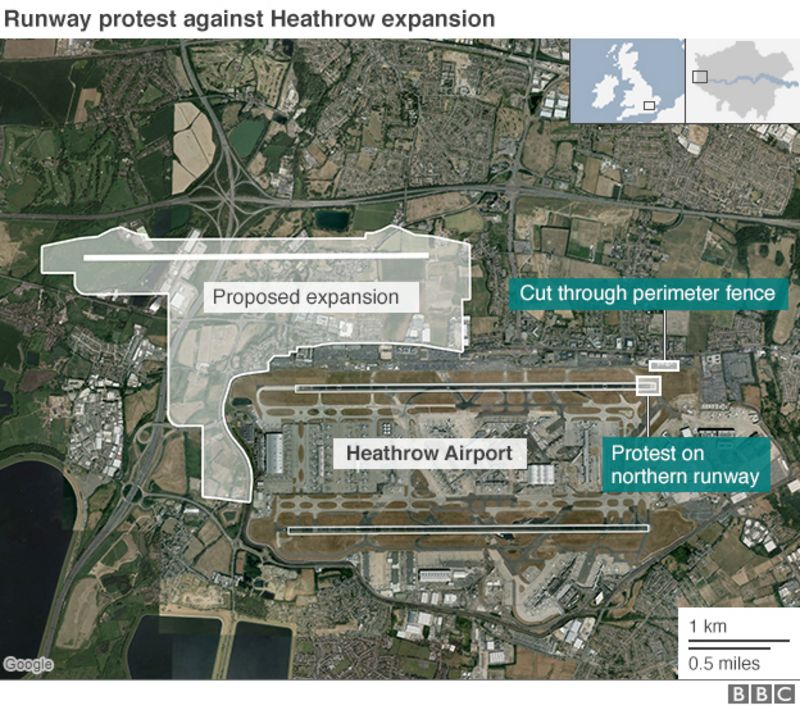 Heathrow Airport climate change protest delays flights - BBC News