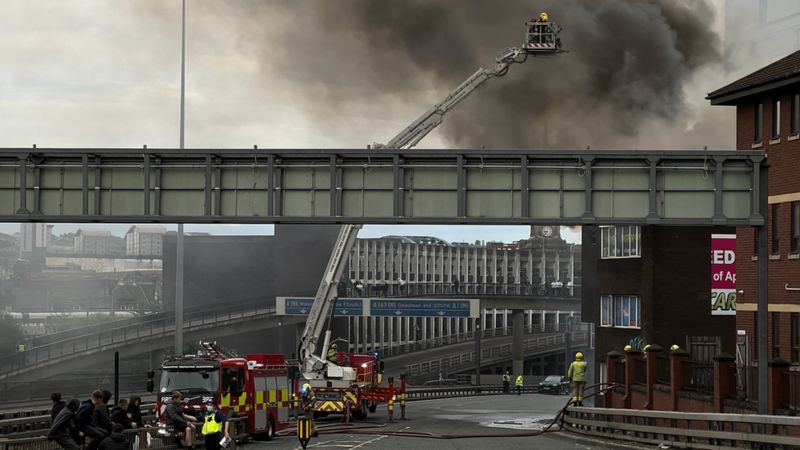 Newcastle Central Motorway still closed after Carliol Square fire - BBC ...