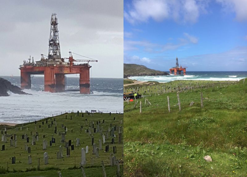 Salvage experts begin examining stricken Western Isles oil rig - BBC News