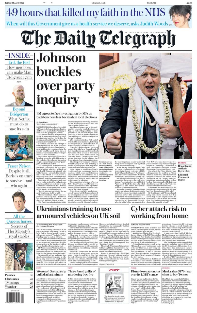 Scotland's papers: New Partygate probe and Tory rebellion - BBC News