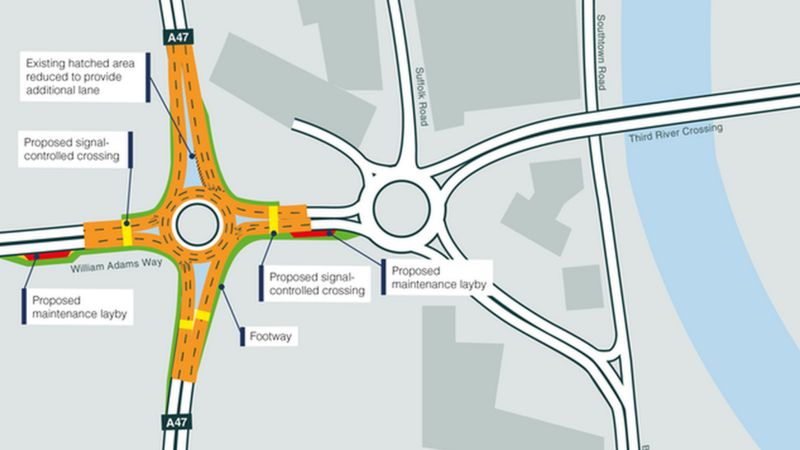 Great Yarmouth: Plans for £25m roundabout improvements unveiled - BBC News