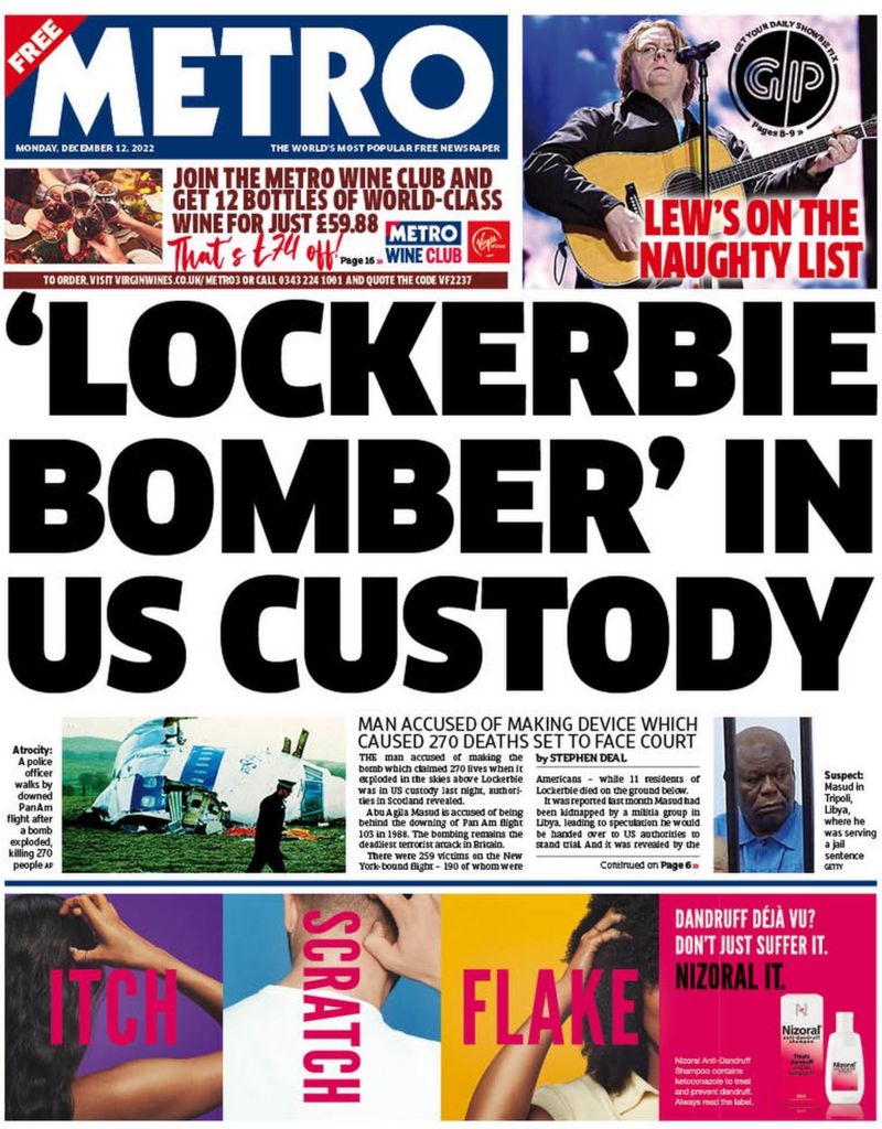 Scotland's papers: Lockerbie suspect held in US and freeze continues ... Scotland's papers: Lockerbie suspect held in US and freeze continues ...