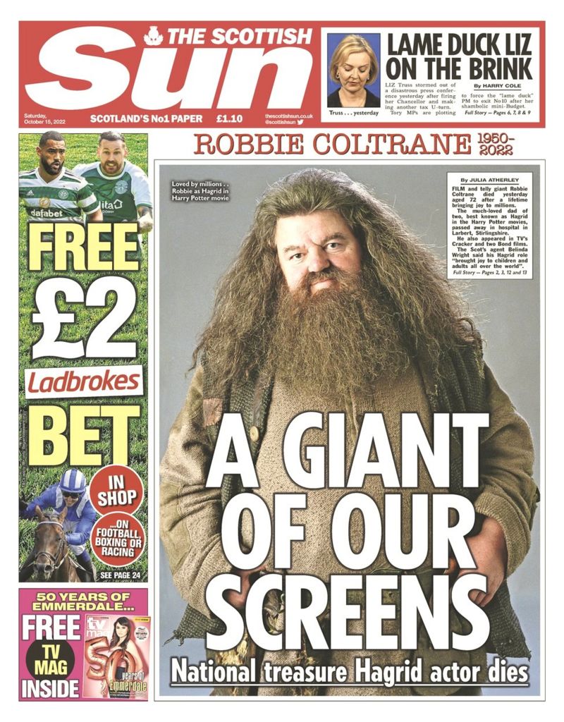 Scotland's papers: 'A giant of Scotland' and Truss fights for survival ...