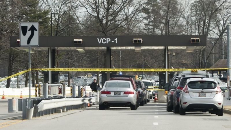NSA shooting: Several injured as vehicle crashes at gate - BBC News