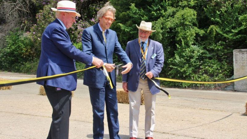Brooklands racetrack finishing straight reopened - BBC News