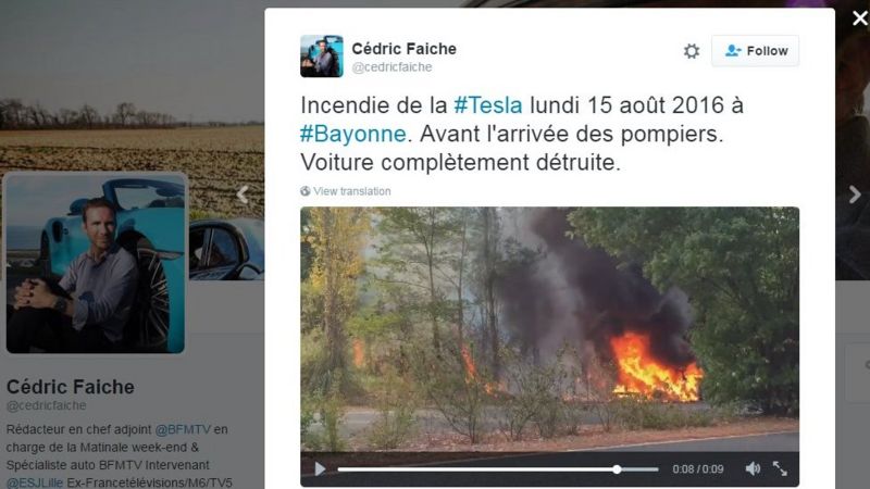 Authorities investigate after Tesla car catches fire - BBC News