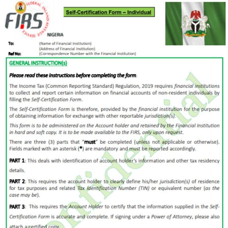 Self Certification form Nigeria: FIRS tax "Self Certification form ...